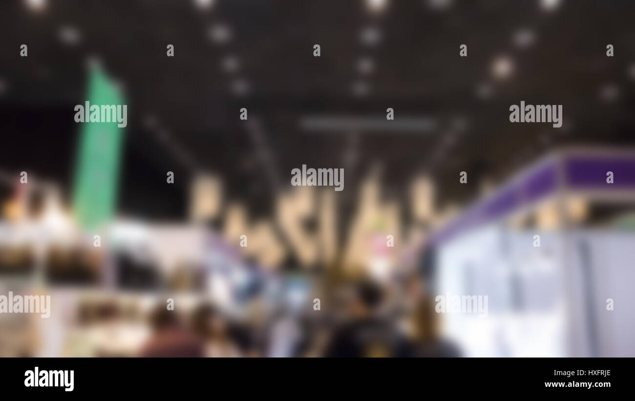 Blurred, defocused background of public event exhibition hall, business ...