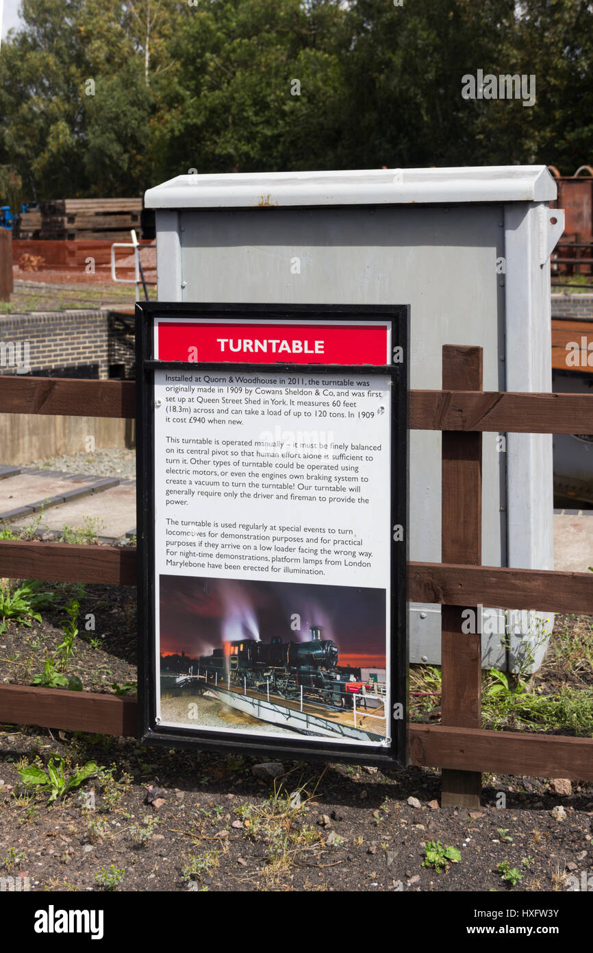 Railway engine turntable at Quorn and Woodhouse goods yard near ...