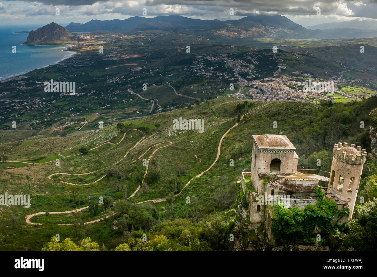 Erice, Trapani, Sicily, Italy - View of Torretta Pepoli and Venus ...