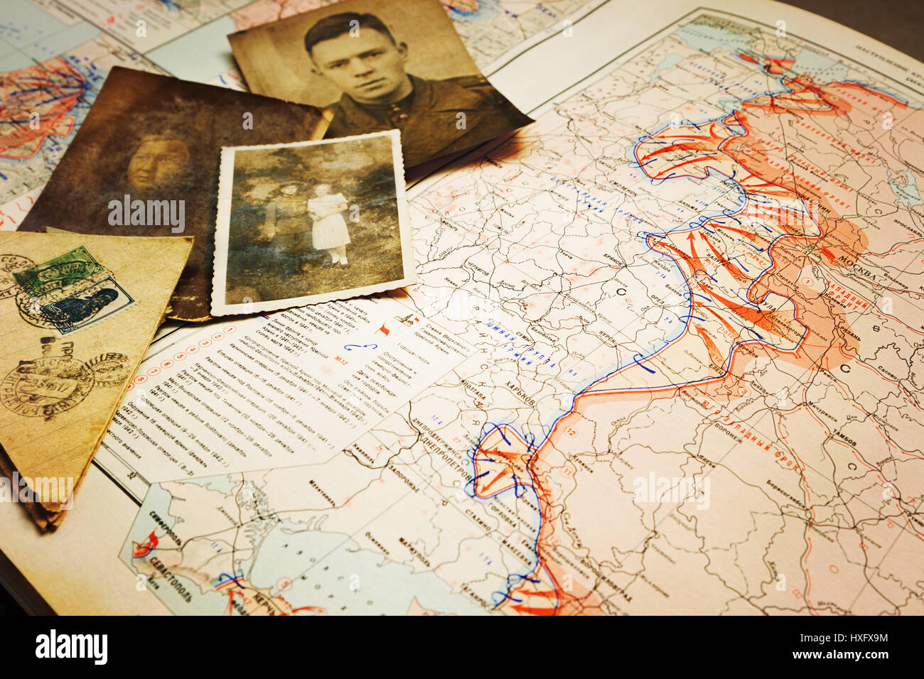 Triangle letter and photos wartime on the map of battles of World War ...