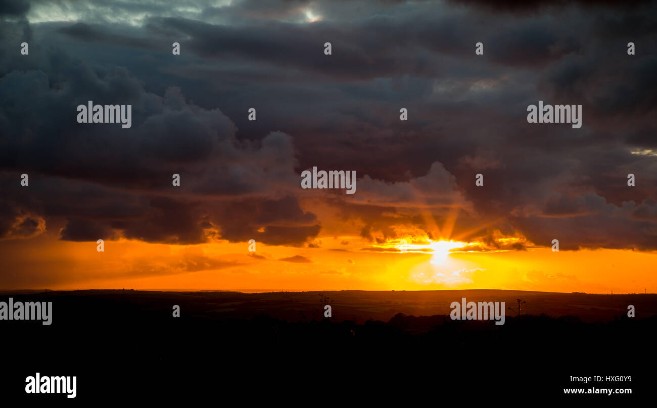 Stormy sunset over Bodmin Moor, Cornwall Stock Photo - Alamy