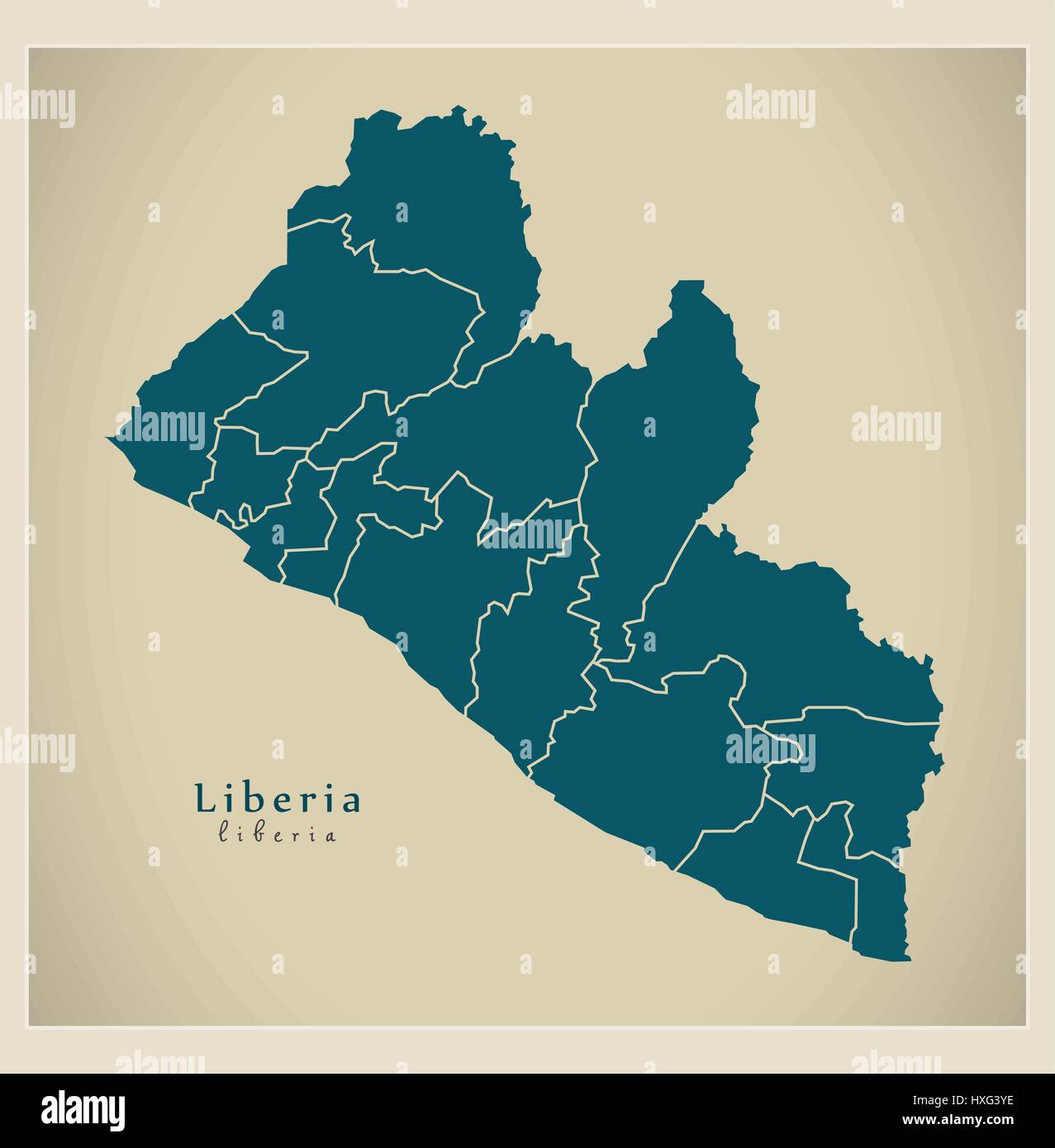 Modern Map - Liberia with counties LR Stock Vector Image & Art - Alamy