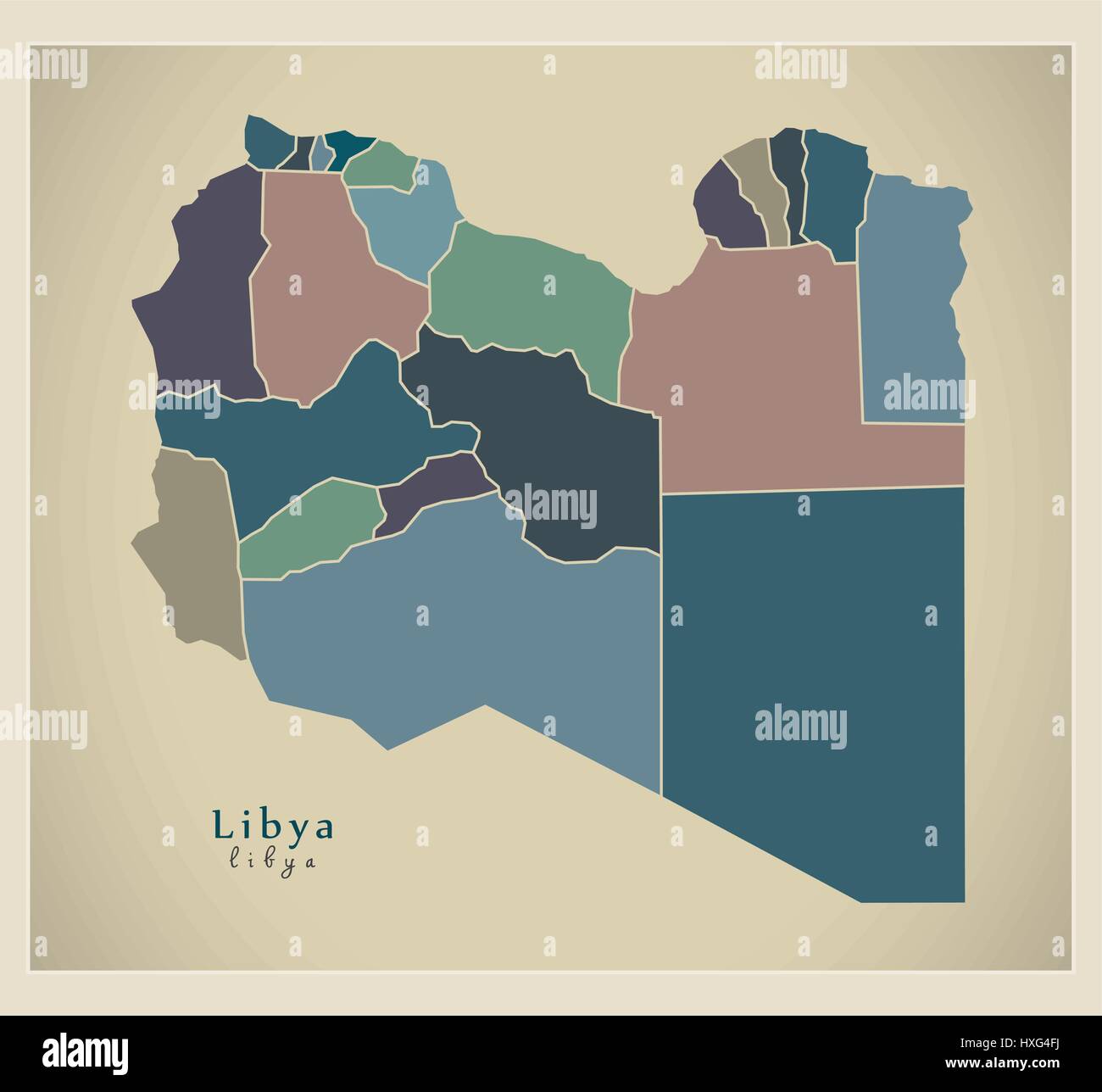 Modern Map - Libya with districts colored LY Stock Vector Image & Art ...