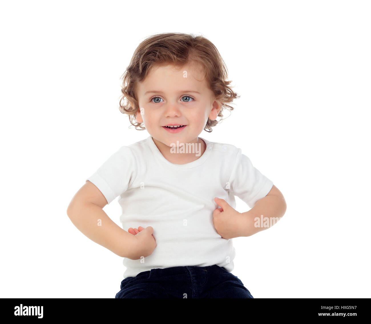 Beautiful baby dancing isolated on a white background Stock Photo - Alamy