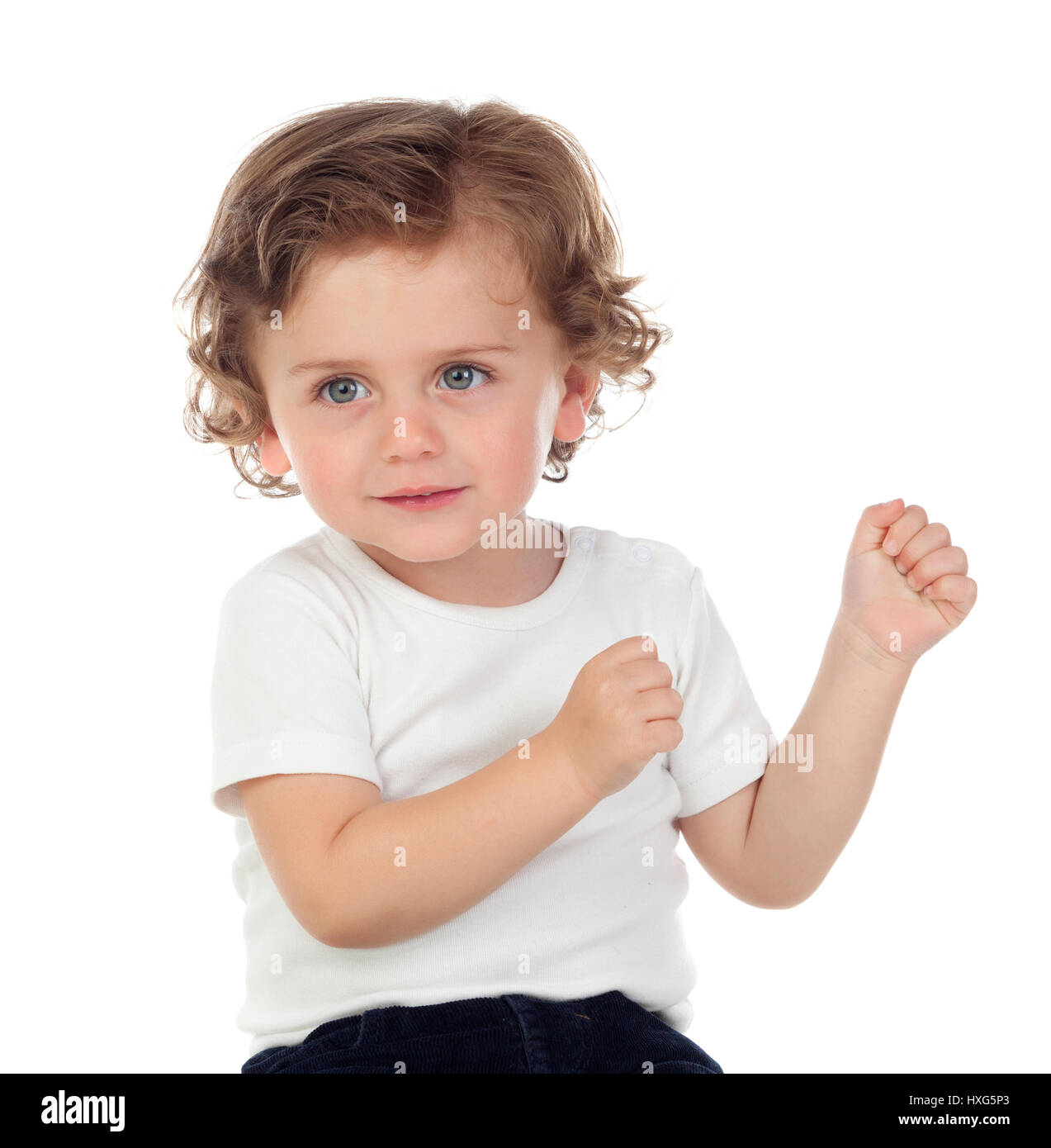Beautiful baby dancing isolated on a white background Stock Photo - Alamy