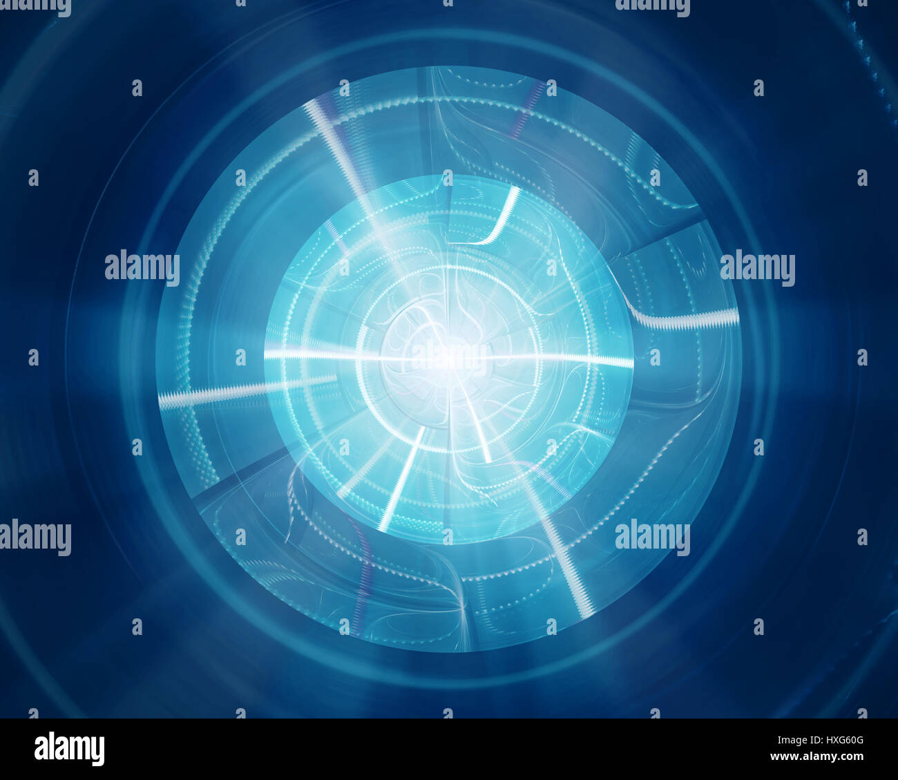 Blue glowing new disc shape technology. computer generated abstract ...