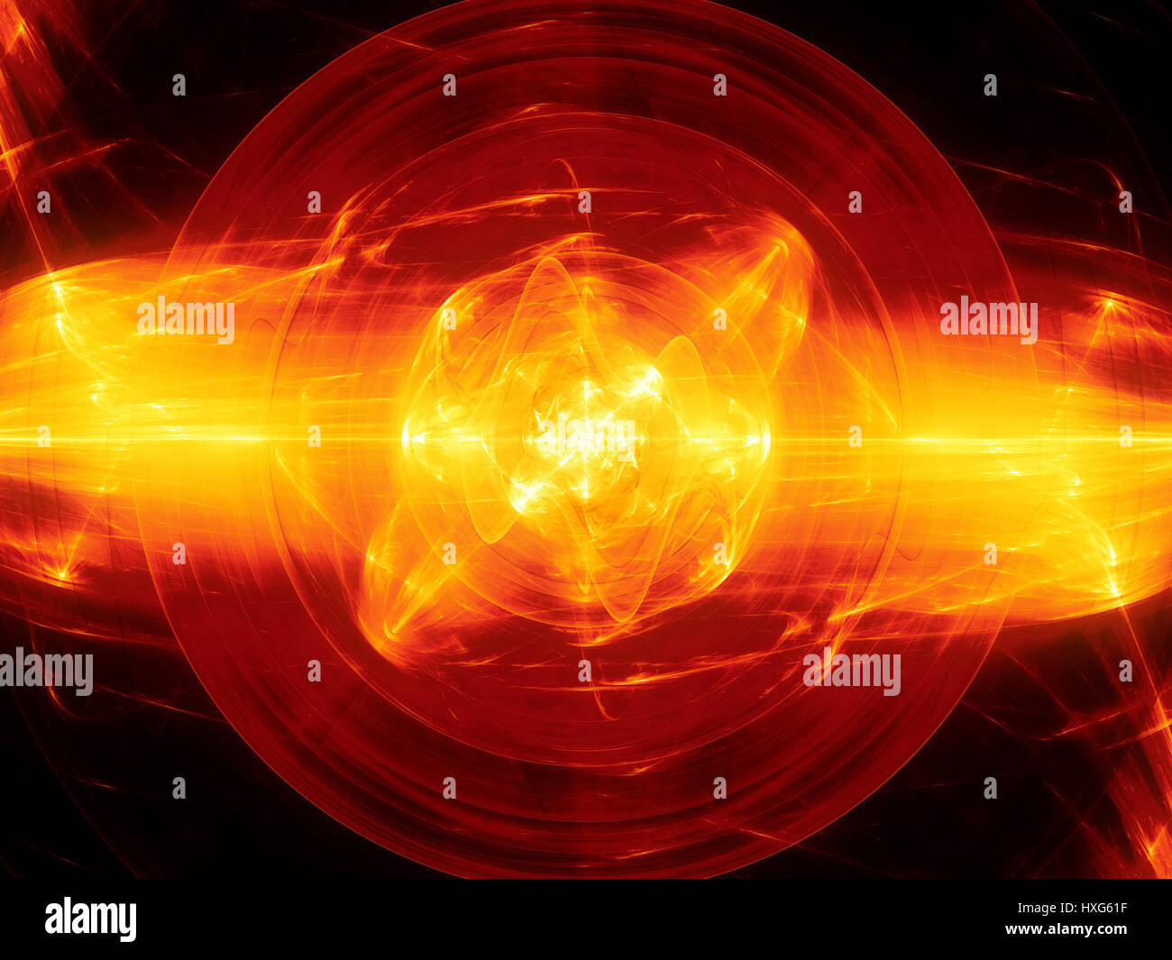 Fiery glowing fusion in space, plasma force field, computer generated abstract background, 3D ...