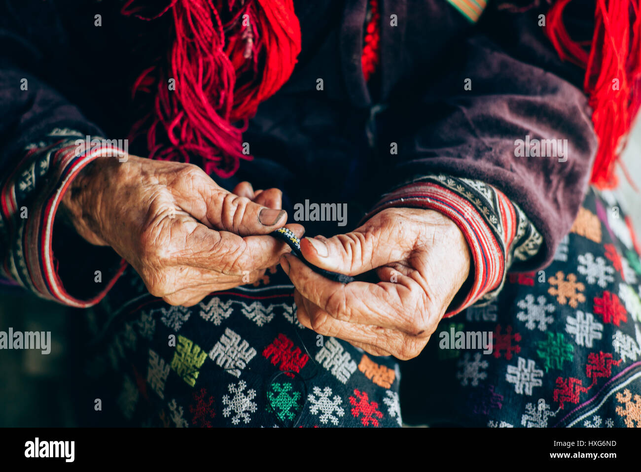 Colours and details from Hmong tribes in north of Vietnam Stock Photo ...
