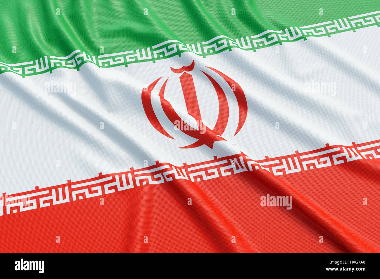 Iran flag. Wavy fabric high detailed texture. 3d illustration rendering ...