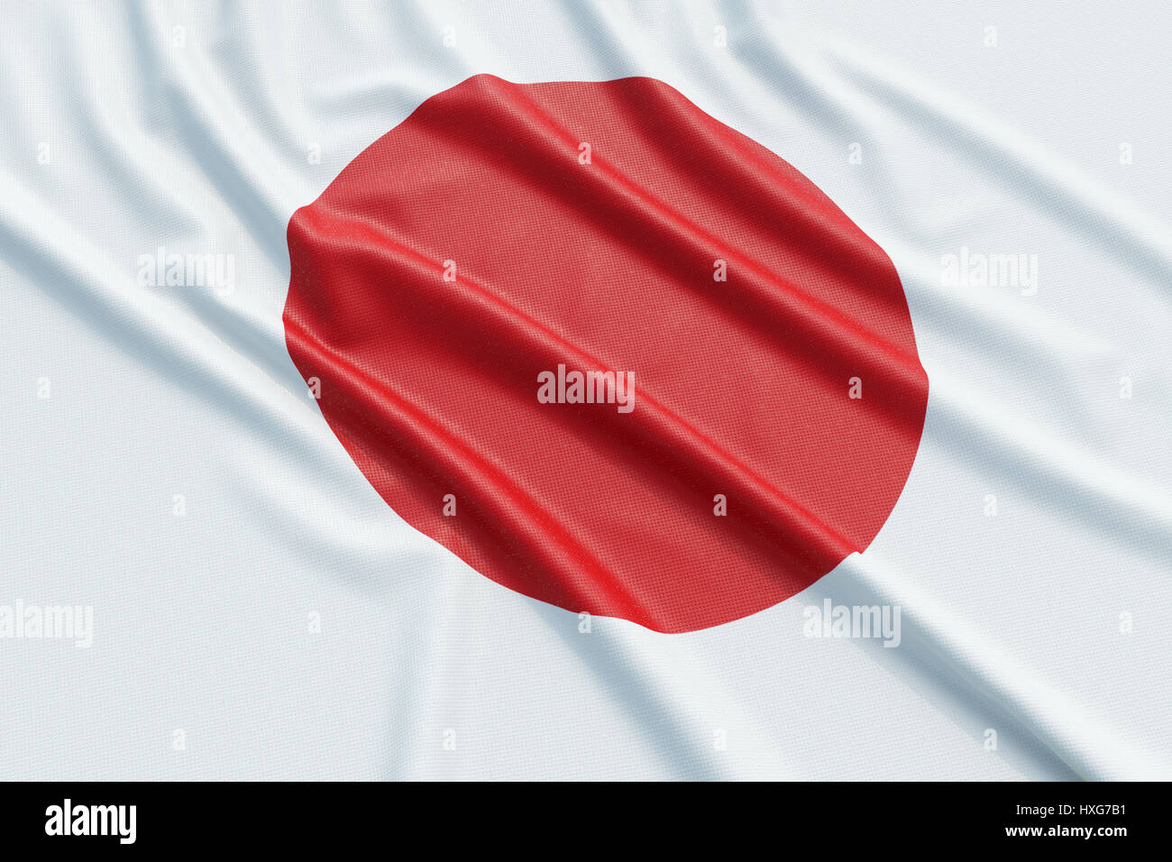 Japan flag. Wavy fabric high detailed texture. 3d illustration ...