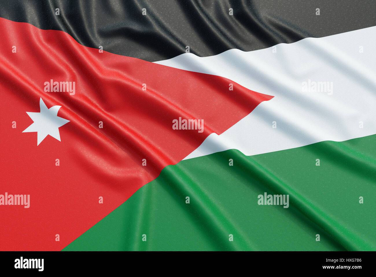 Jordan flag. Wavy fabric high detailed texture. 3d illustration ...