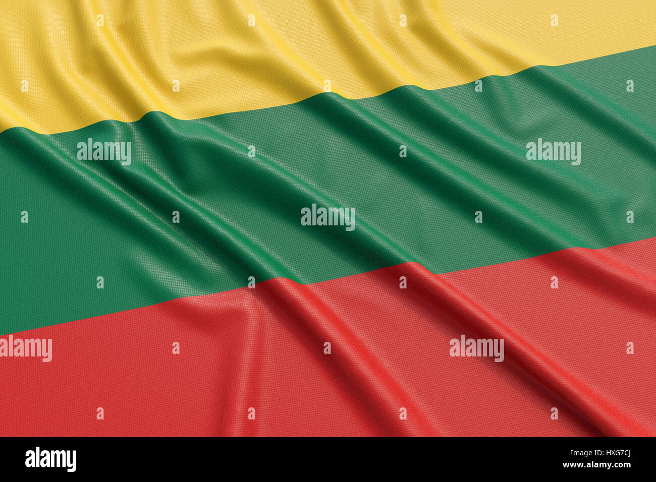 Lithuania flag. Wavy fabric high detailed texture. 3d illustration ...