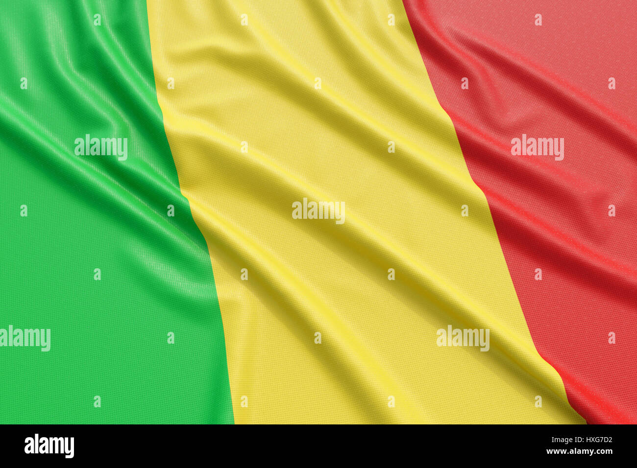 Mali flag. Wavy fabric high detailed texture. 3d illustration rendering ...