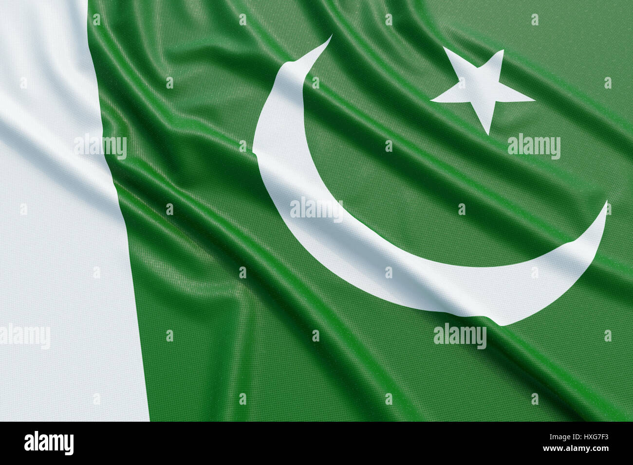 Pakistan flag. Wavy fabric high detailed texture. 3d illustration ...