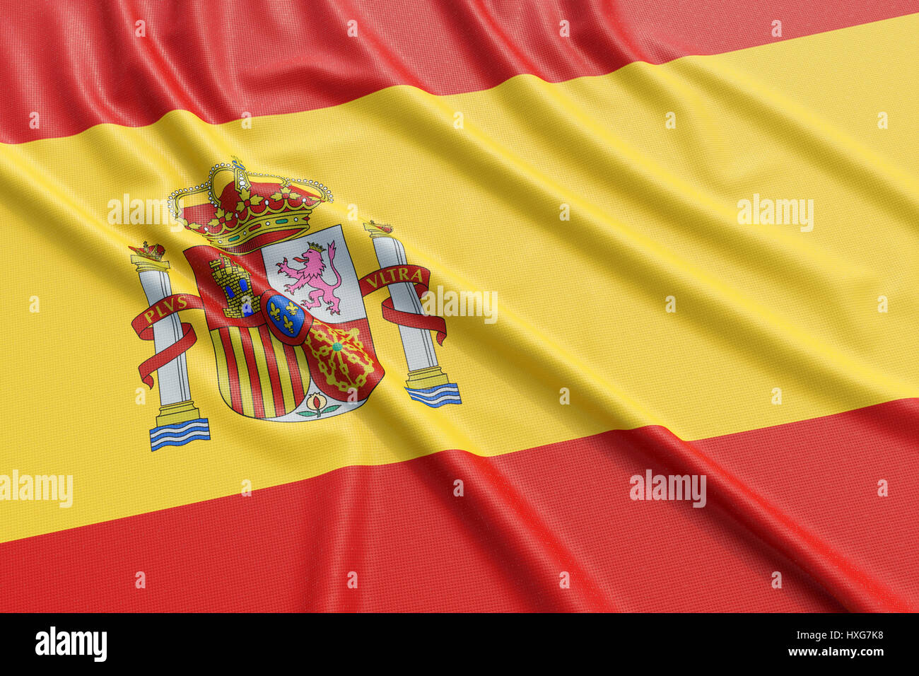 Spain flag. Wavy fabric high detailed texture. 3d illustration ...