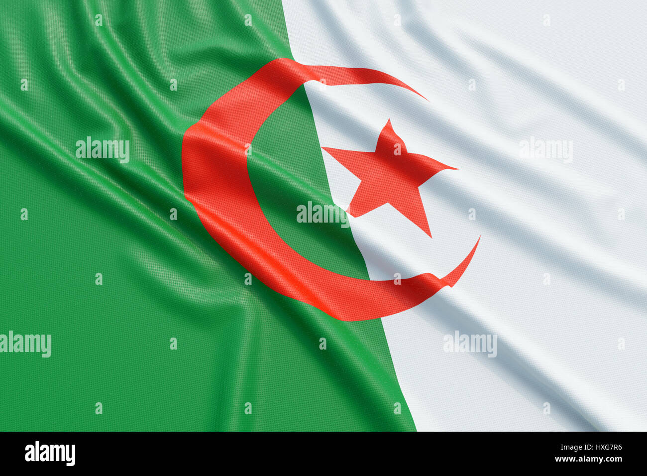 Algeria flag. Wavy fabric high detailed texture. 3d illustration ...