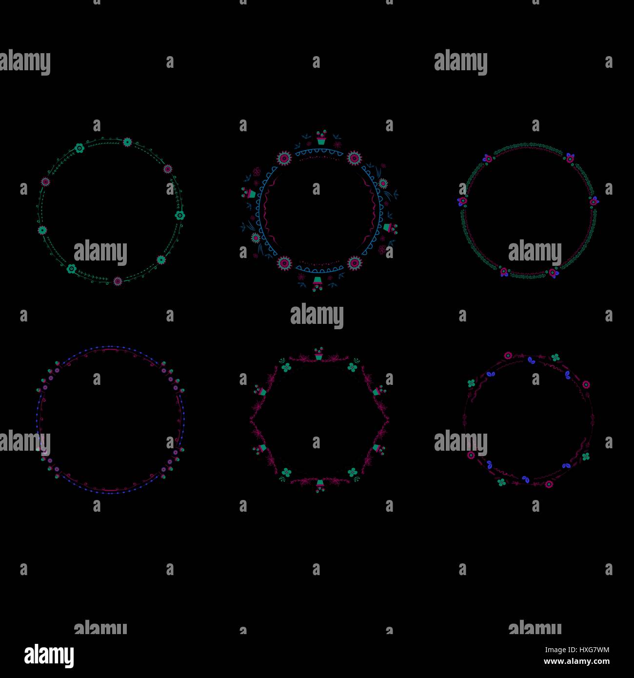 Vector set of various circular frames Stock Photo - Alamy