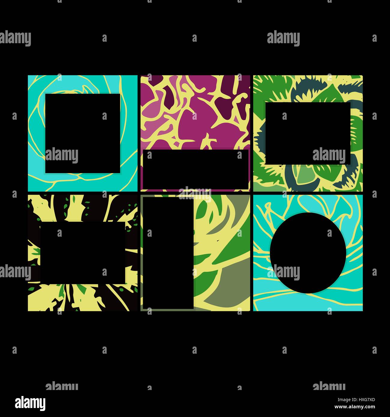 Vector set of frames with different patterns Stock Photo - Alamy