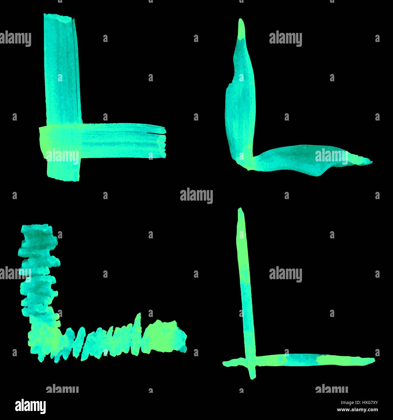 Vector set of paint strokes forming frame angle Stock Photo - Alamy