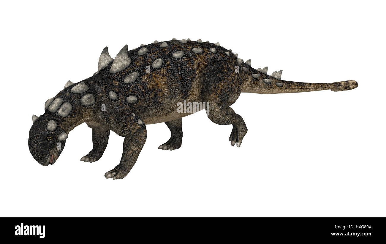 3D rendering of a dinosaur Euoplocephalus isolated on white background ...
