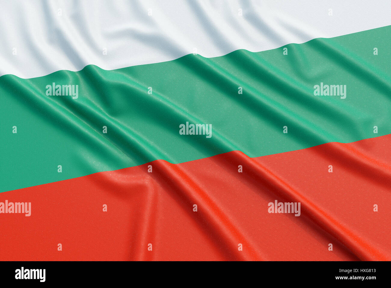 Bulgaria flag. Wavy fabric high detailed texture. 3d illustration ...