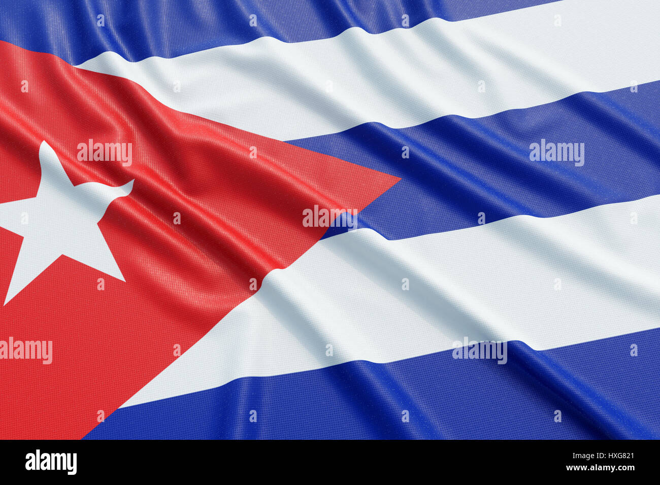 Cuba flag. Wavy fabric high detailed texture. 3d illustration rendering ...