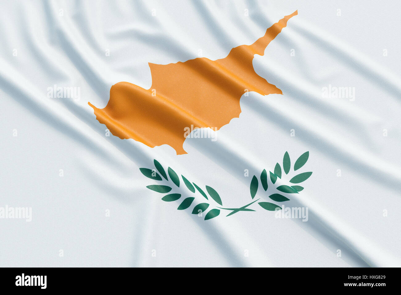Cyprus flag. Wavy fabric high detailed texture. 3d illustration ...