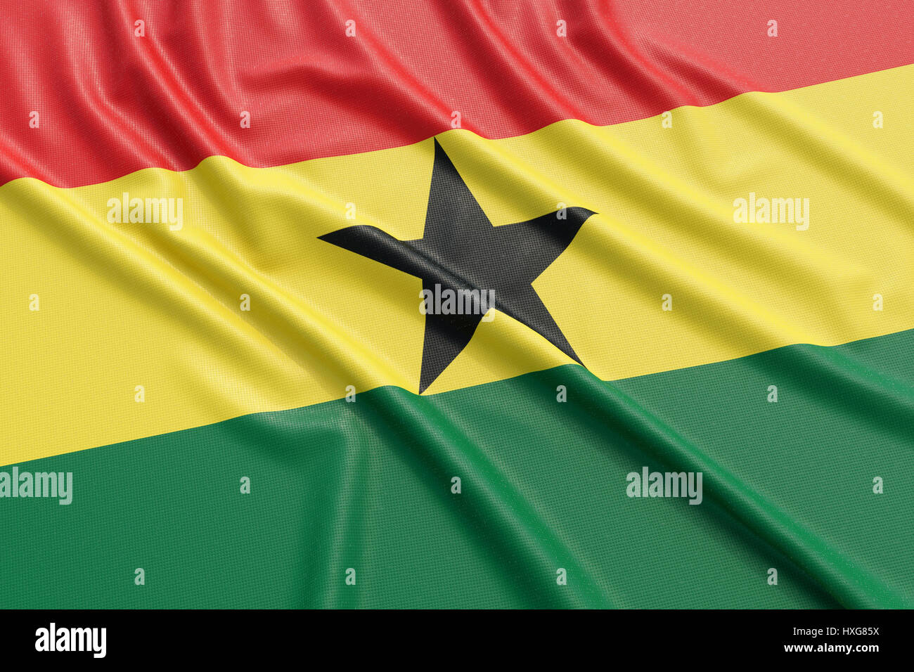 Ghana flag. Wavy fabric high detailed texture. 3d illustration ...