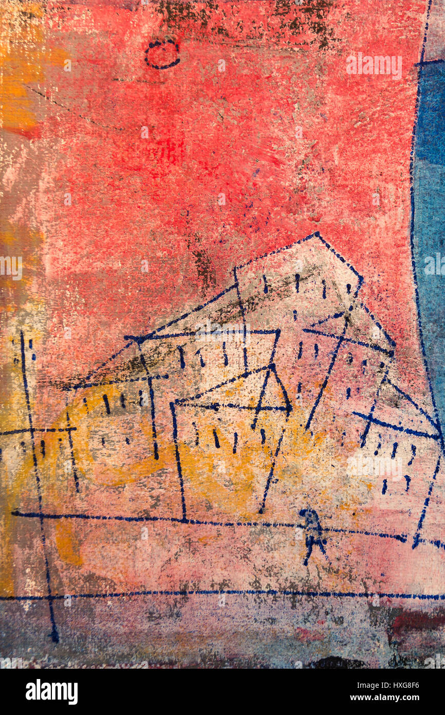 Abstract Painting Art: Street in Town with One Man Stock Photo - Alamy