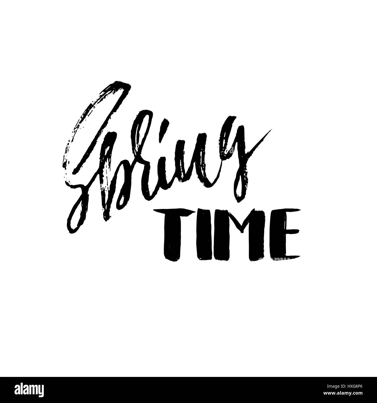 Handwritten spring design. Spring Time hand drawn calligraphy letters ...