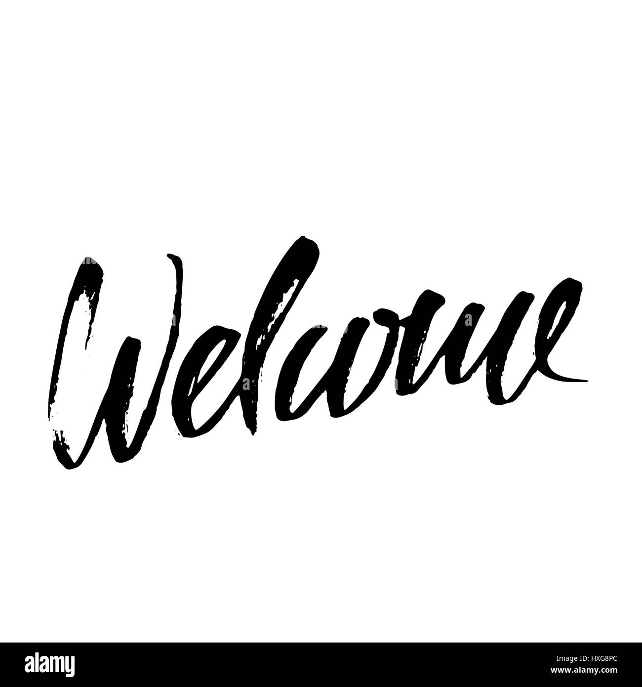 Welcome brush lettering card calligraphy hi-res stock photography and ...