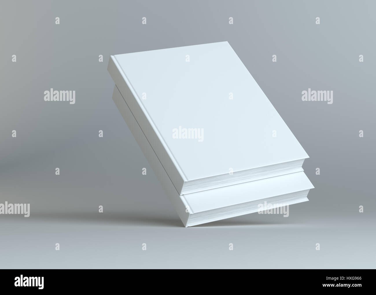 Blank two empty books on grey studio background Stock Photo - Alamy