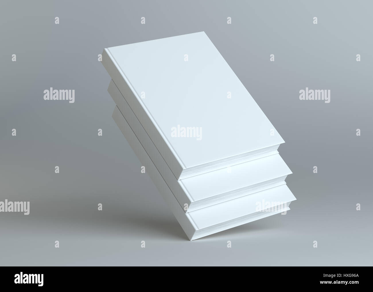 Blank three empty books on grey studio background Stock Photo - Alamy