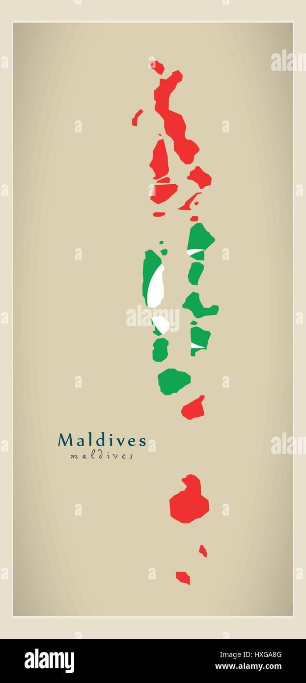Modern Map - Maledives flag colored MV Stock Vector Image & Art - Alamy