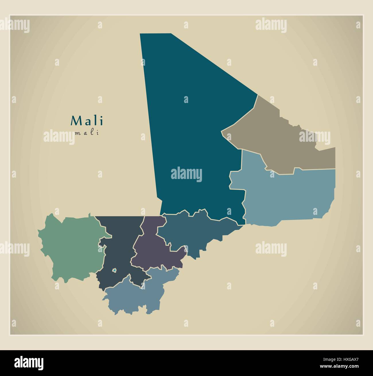 Modern Map - Mali with regions colored NL Stock Vector Image & Art - Alamy