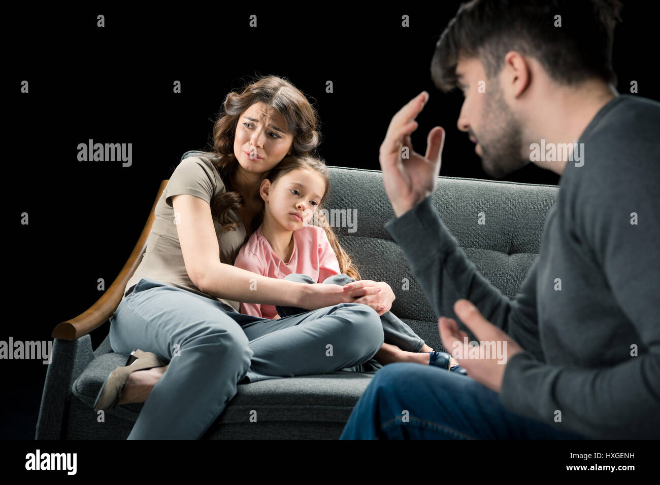 Mother hugging daughter crying hi-res stock photography and images - Alamy