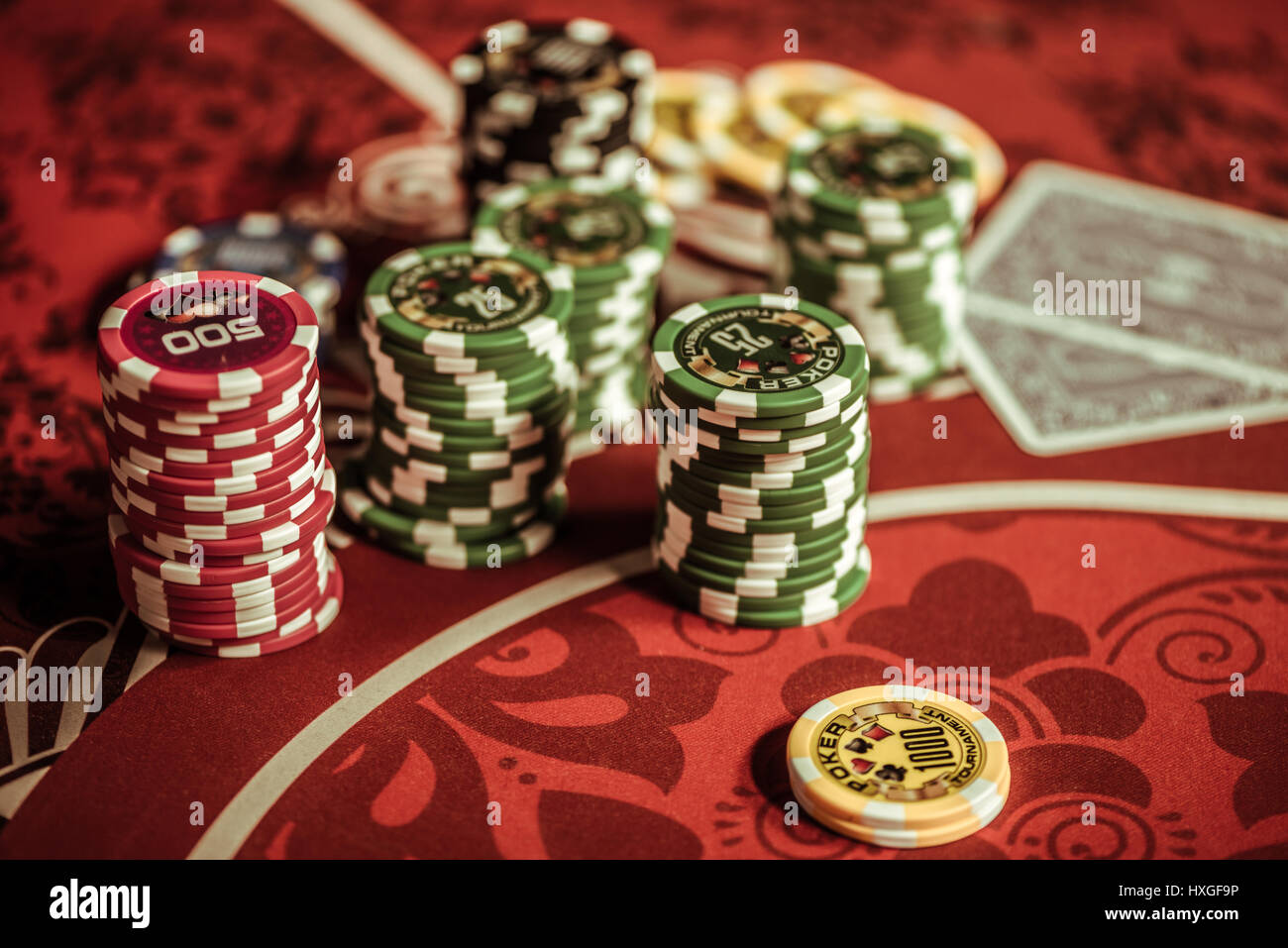Poker table top view hi-res stock photography and images - Alamy