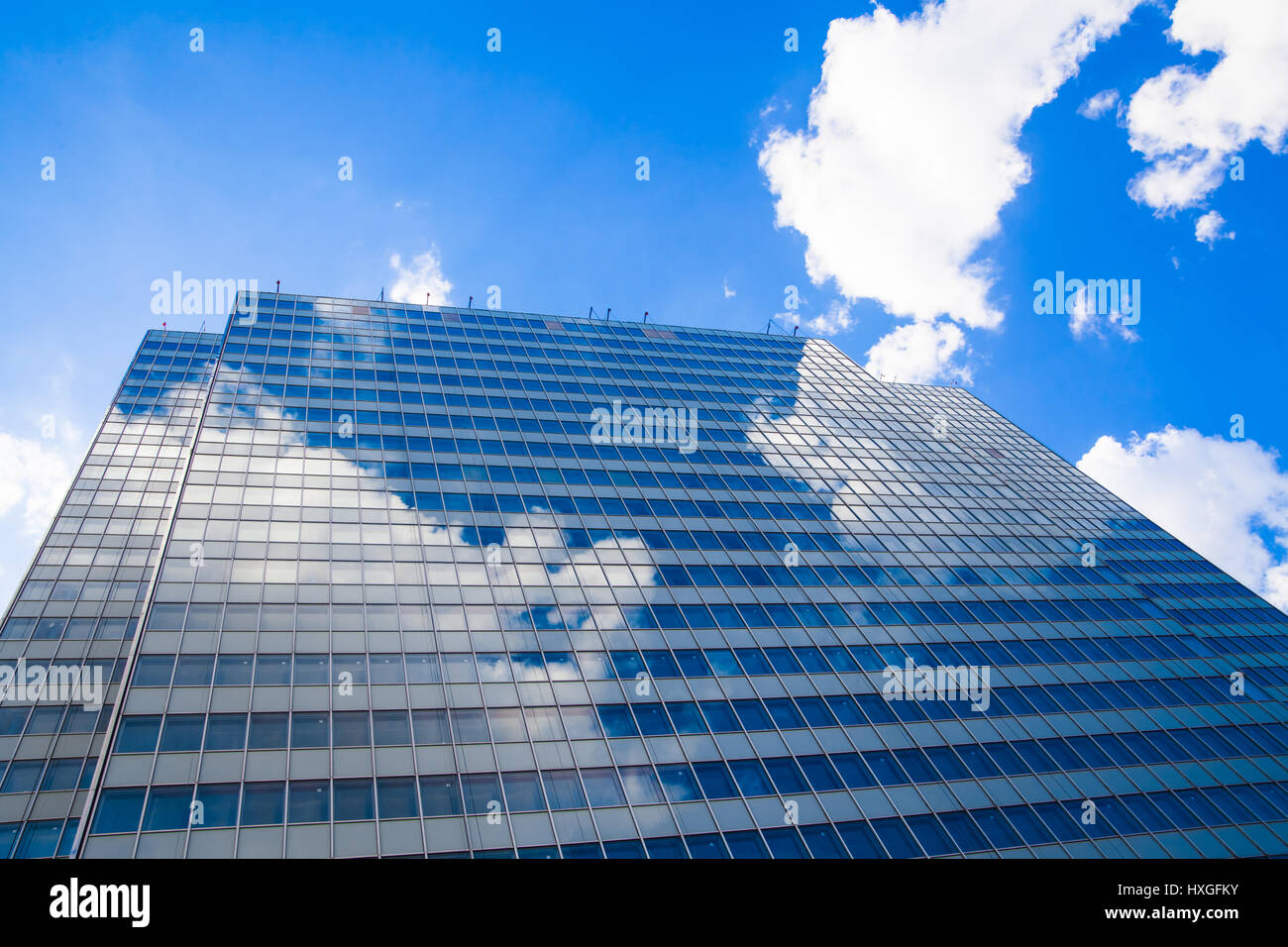 Abstract building. blue glass wall of skyscraper Stock Photo - Alamy