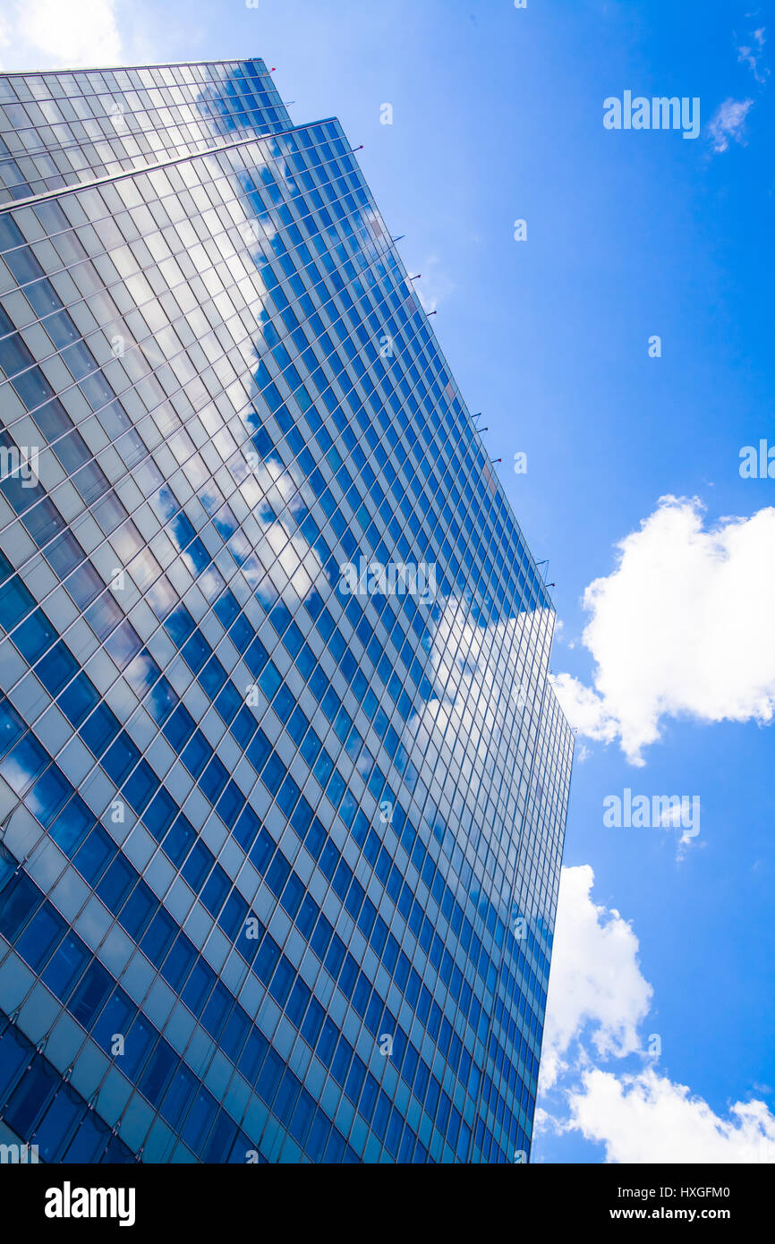 Abstract building. blue glass wall of skyscraper Stock Photo - Alamy
