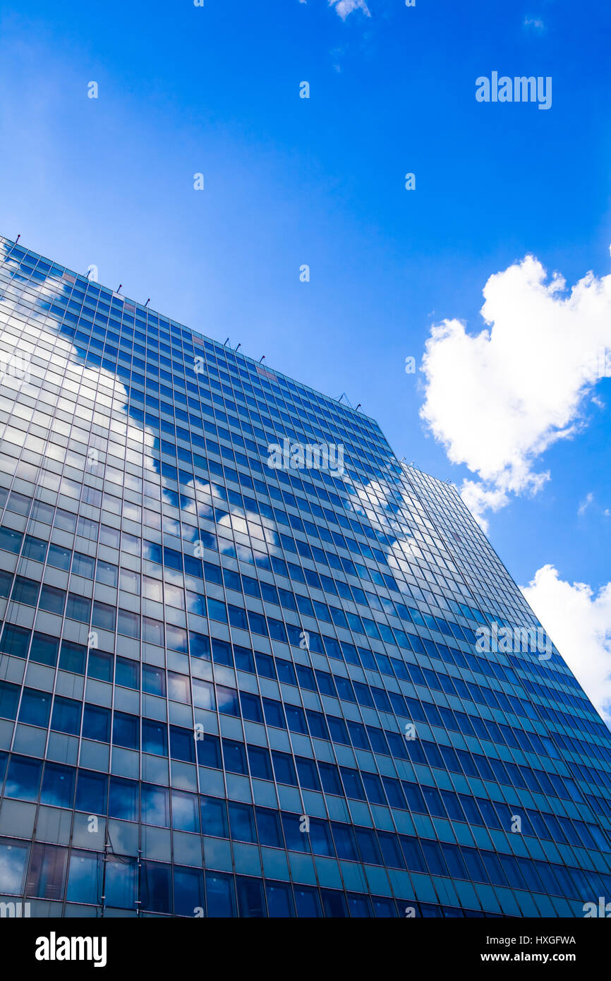 Abstract building. blue glass wall of skyscraper Stock Photo - Alamy