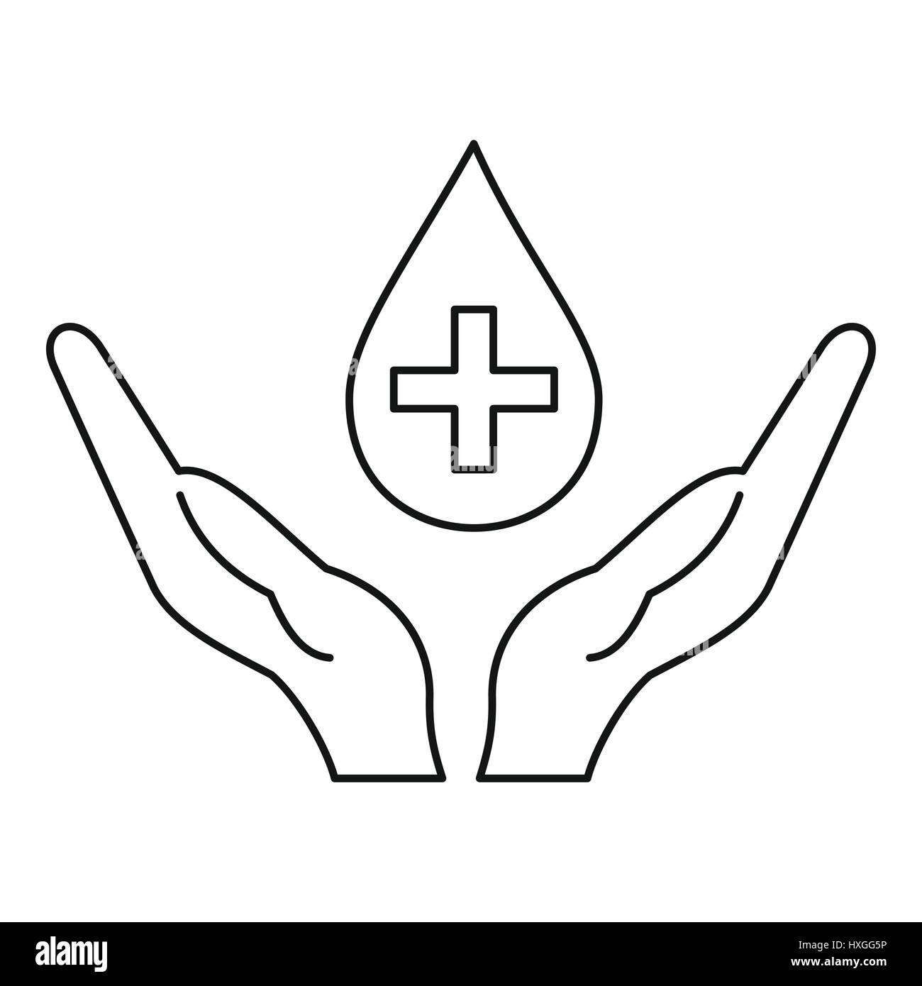 Hands holding blood drop icon, outline style Stock Vector Image & Art ...