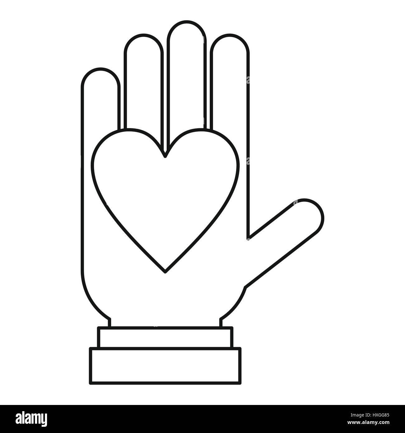 Hand with heart icon, outline style Stock Vector Image & Art - Alamy