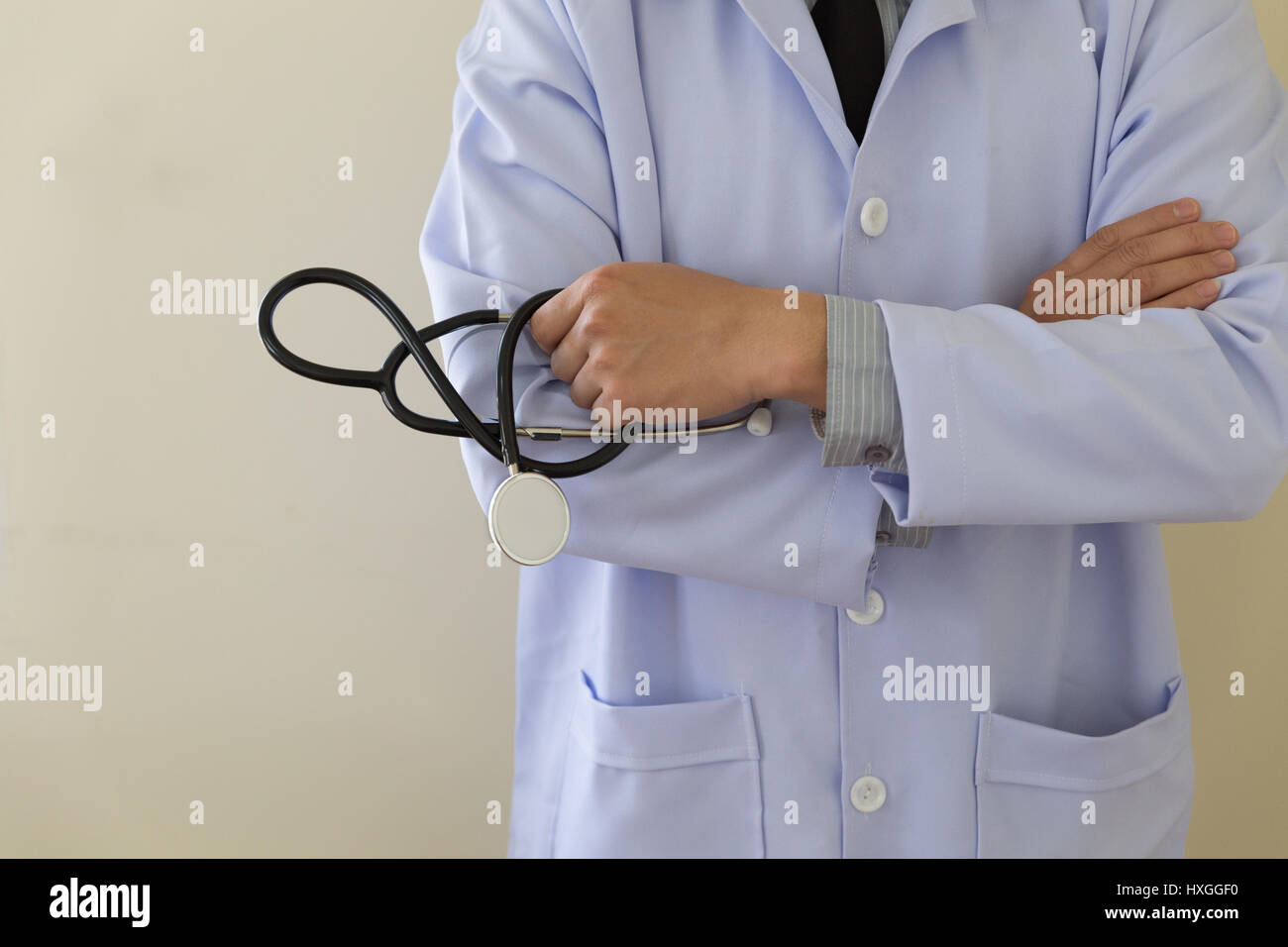 Doctor, physician with a stethoscope in the hands at workplace Stock ...