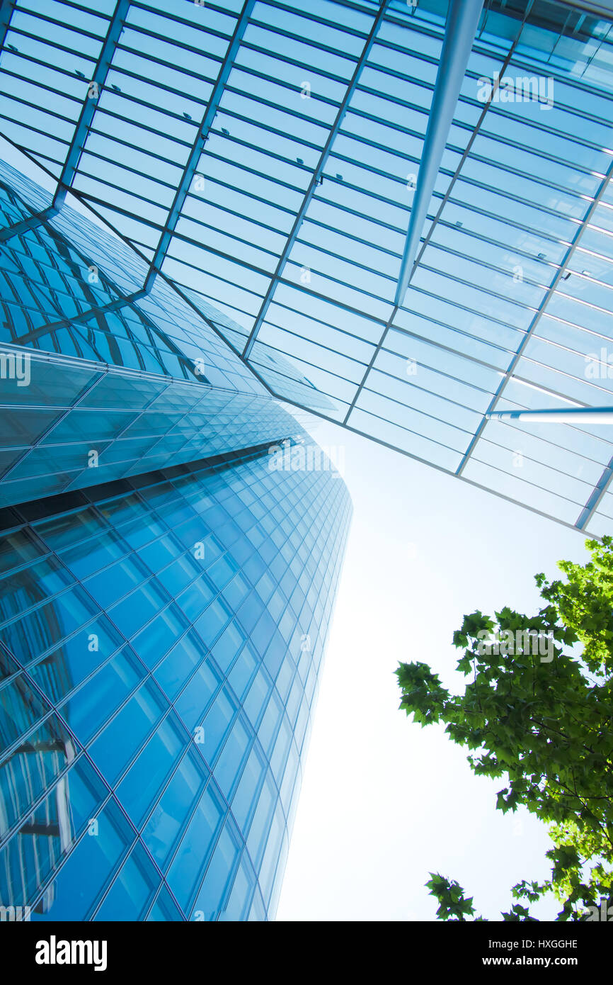 Abstract building. blue glass wall of skyscraper Stock Photo - Alamy