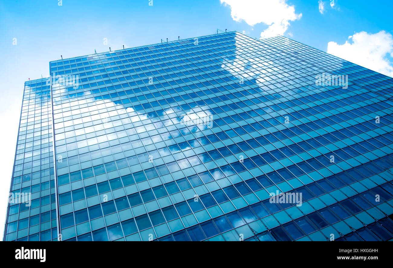 Abstract building. blue glass wall of skyscraper Stock Photo - Alamy