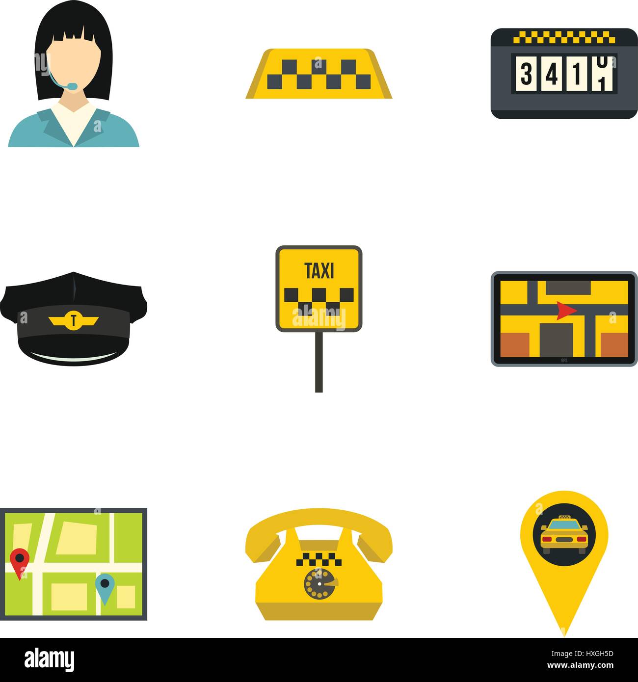 Taxi ride icons set, flat style Stock Vector Image & Art - Alamy