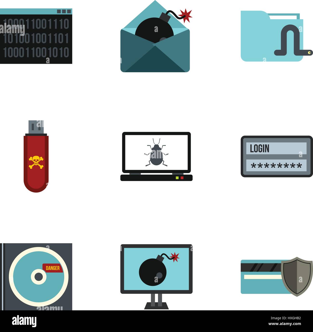 Cracking Icons Set Flat Style Stock Vector Image And Art Alamy