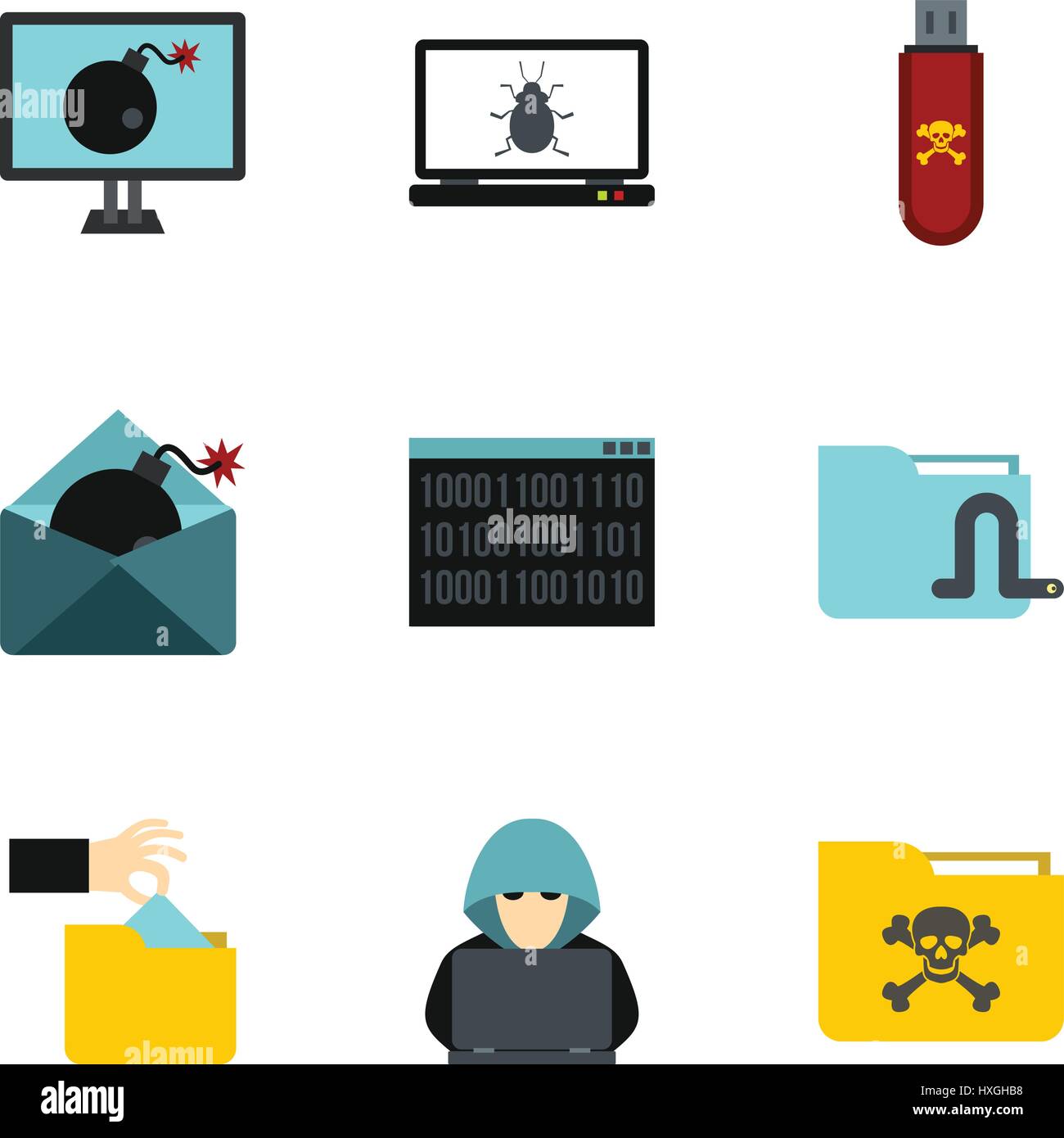 Data theft icons set, flat style Stock Vector Image & Art - Alamy