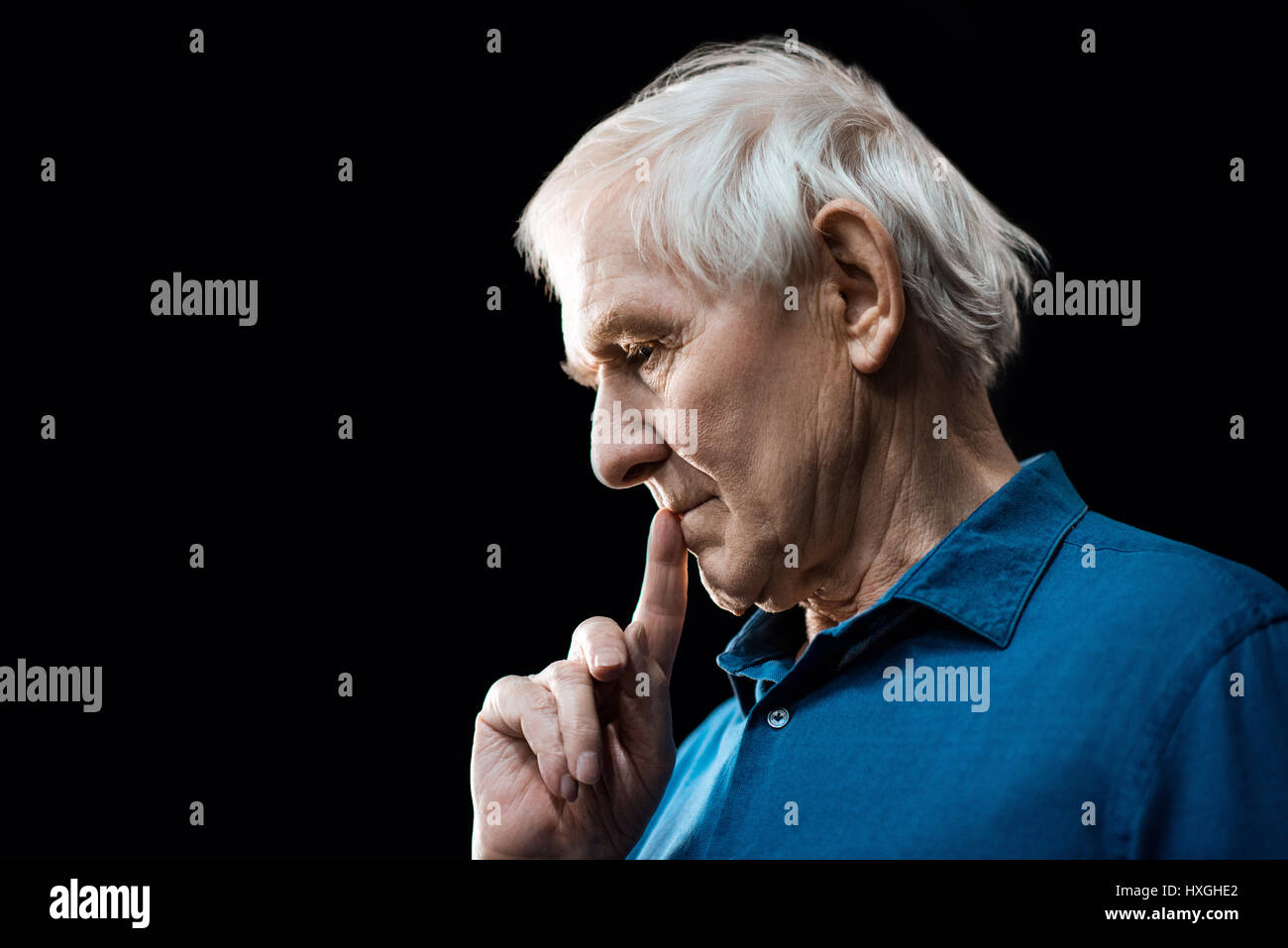 Pensive black man hand on hi-res stock photography and images - Alamy