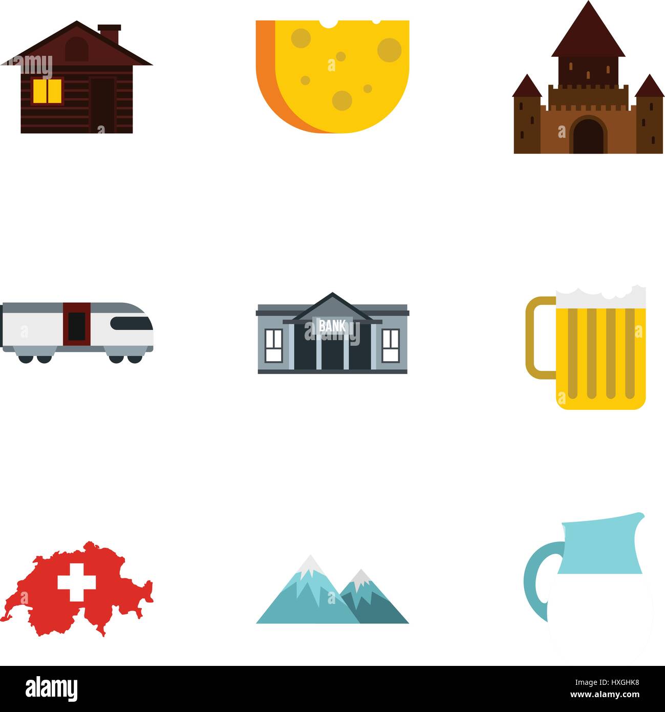 Switzerland icons set, flat style Stock Vector Image & Art - Alamy